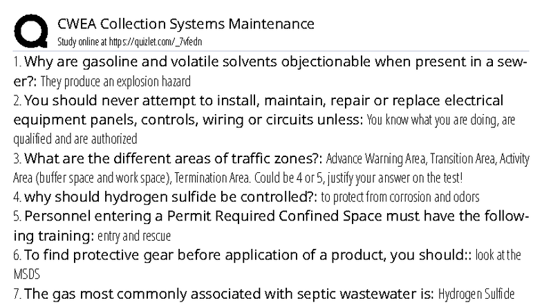 CWEA Collection Systems Maintenance Study Guide - Studocu