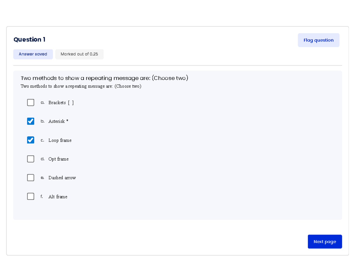 CSIT883 Week 8 Quiz: Repeating Messages & Use Case Activities - Studocu