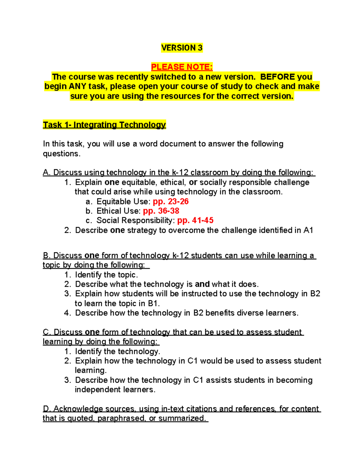 D092 Task 1 Tips (Version 3) - VERSION 3 PLEASE NOTE: The course was ...
