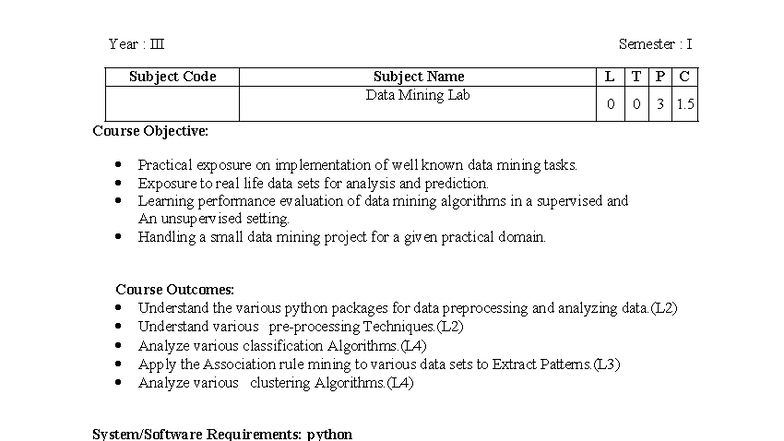 Data Mining Lab Manual (DM) - Practical Implementation Guide - Studocu