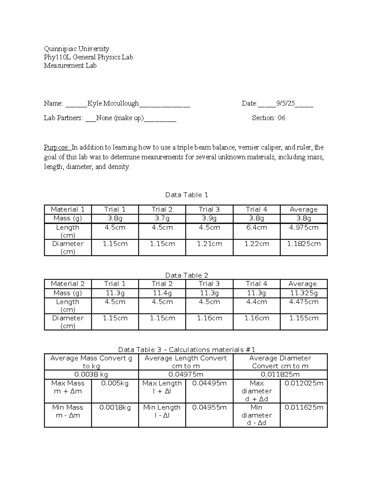 PHY110L General Physics Lab: Measurement Techniques and Analysis - Studocu