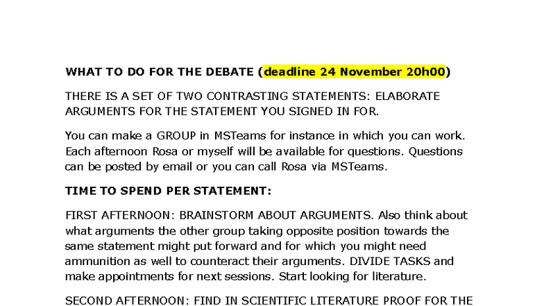Debate Preparation Guidelines for Group Assignment (202425) - Studeersnel