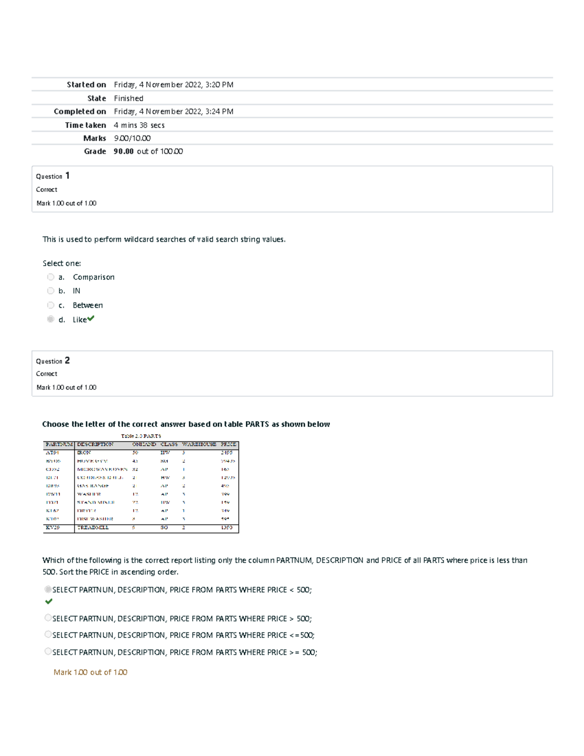 Midterm Quiz 2 Attempt Review: Result Analysis and Feedback - Studocu