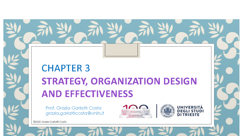 CHAPTER 3: STRATEGY, ORG DESIGN & EFFECTIVENESS (Block 3) - Studocu