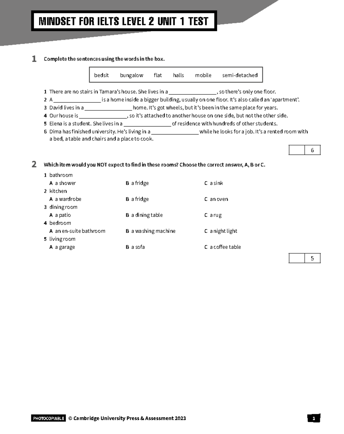 Mindset for IELTS Level 2 Unit 1 Test Questions & Answers - Studocu