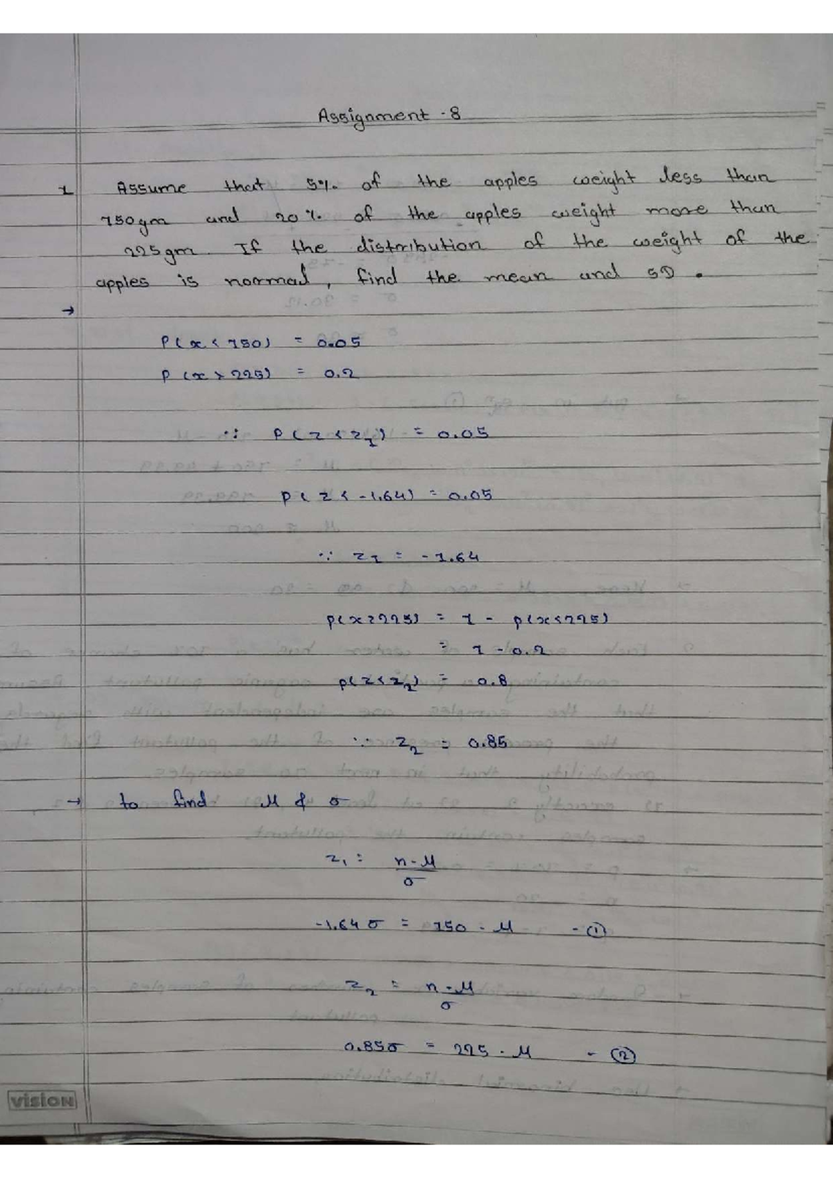 P&S Assignment 8 & 10 - Practice on Normal Distribution & Probability ...