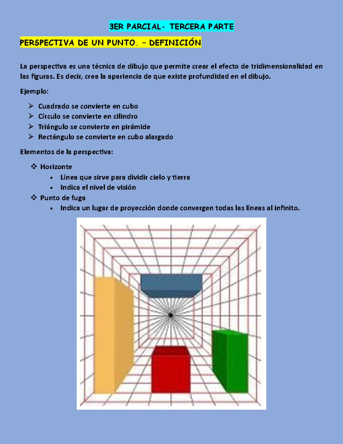 3ER Parcial - Perspectiva y Técnicas de Dibujo Tridimensional - Studocu