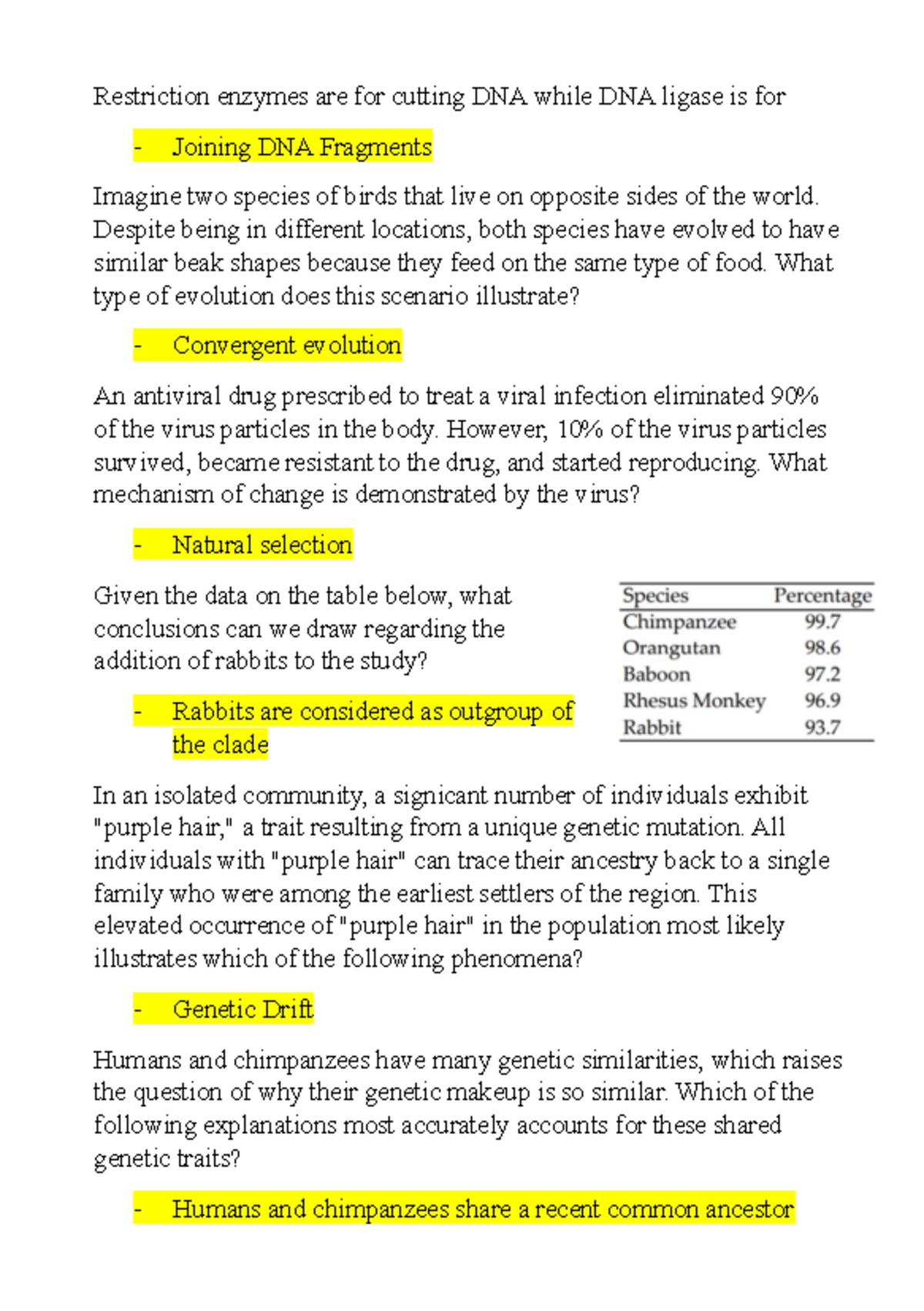 General Biology Reviewer: Evolution, Natural Selection, and Genetic Concepts - Studocu