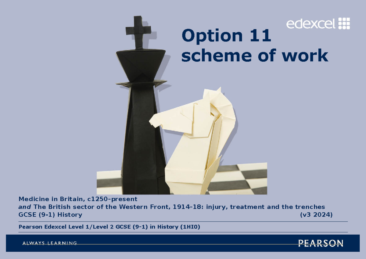 GCSE (9-1) History Paper 1 Option 11: Medicine in Britain & WWI - Studocu