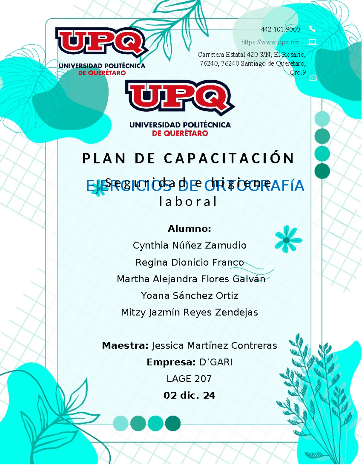 Plan de Capacitación - upq Carretera Estatal 420 S/N, El Rosario, 76240 ...