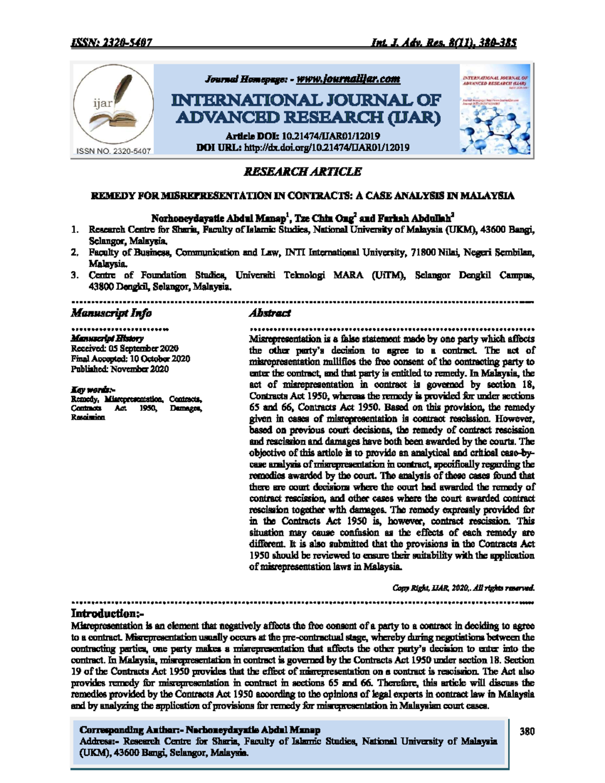 journal digital - ISSN: Int. J. Adv. Res. 8(11), Journal Homepage: INTERNATIONAL JOURNAL OF ...