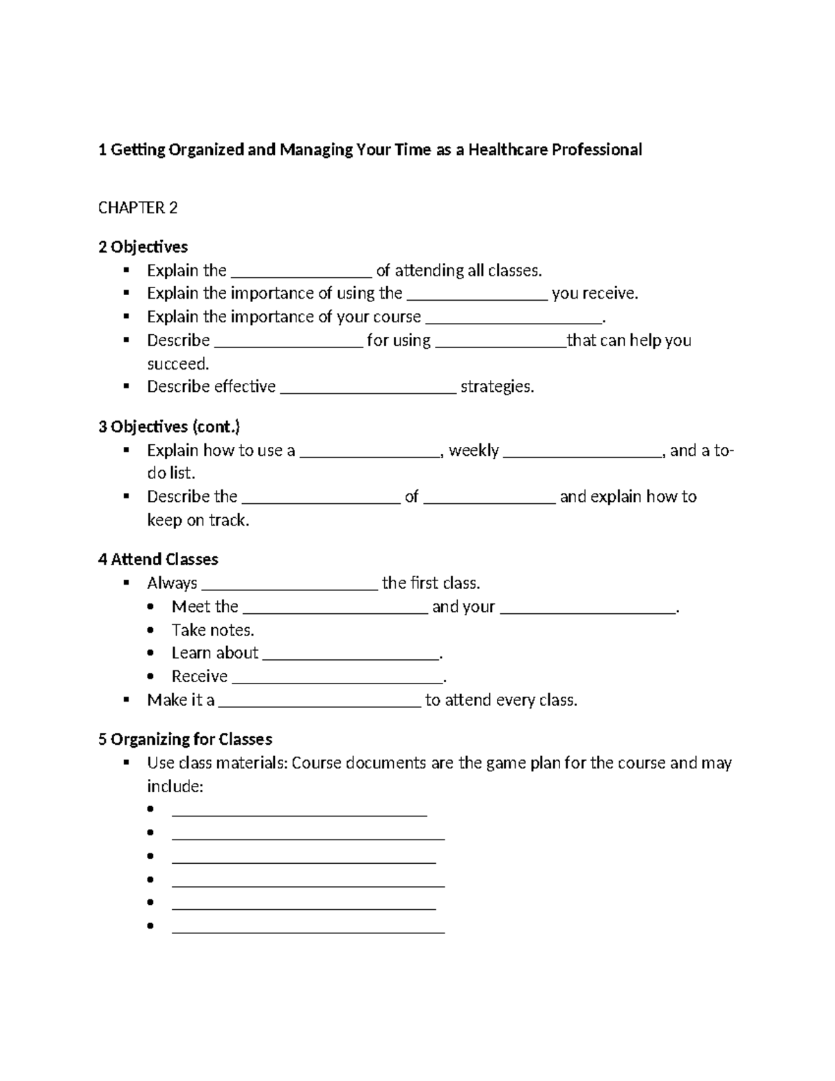 PP Chapter 2: Organizing and Time Management for Healthcare ...