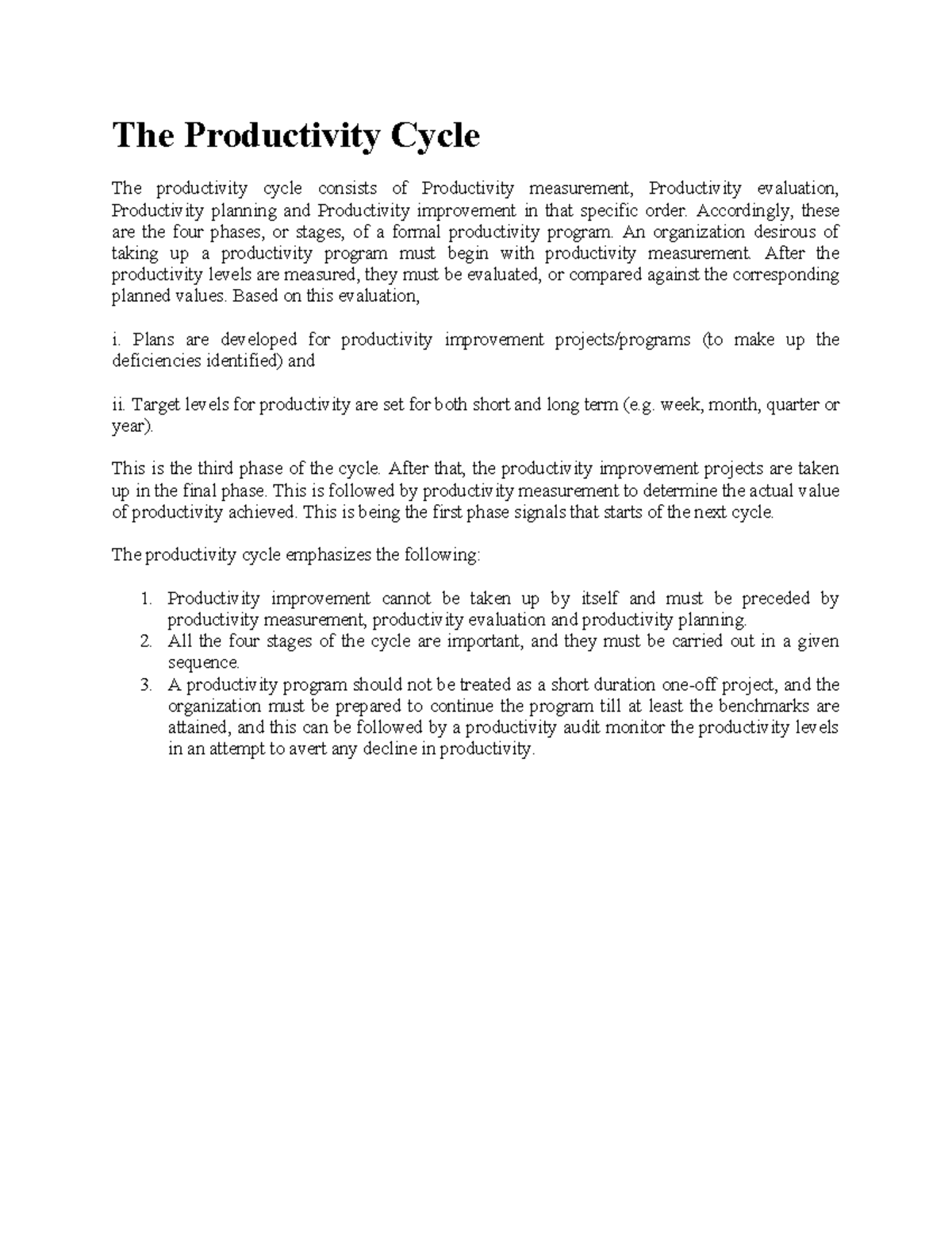 Productivity Cycle: Key Stages for Effective Management Strategies ...