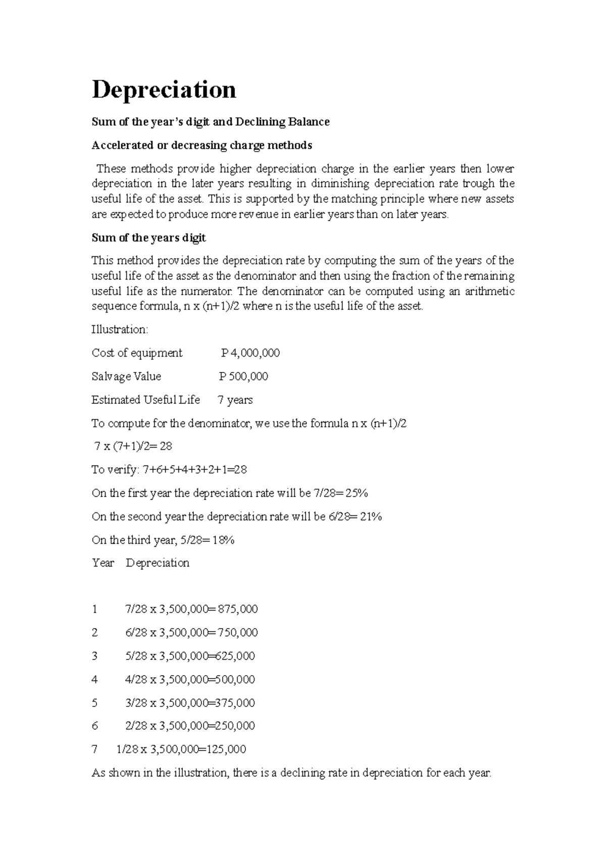 Chapter 31: Depreciation Using Declining Balance & Sum of Years' Digit ...
