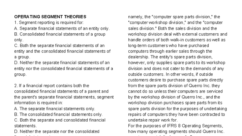 Intermediate Accounting Part 2: Operating Segment Theories and ...
