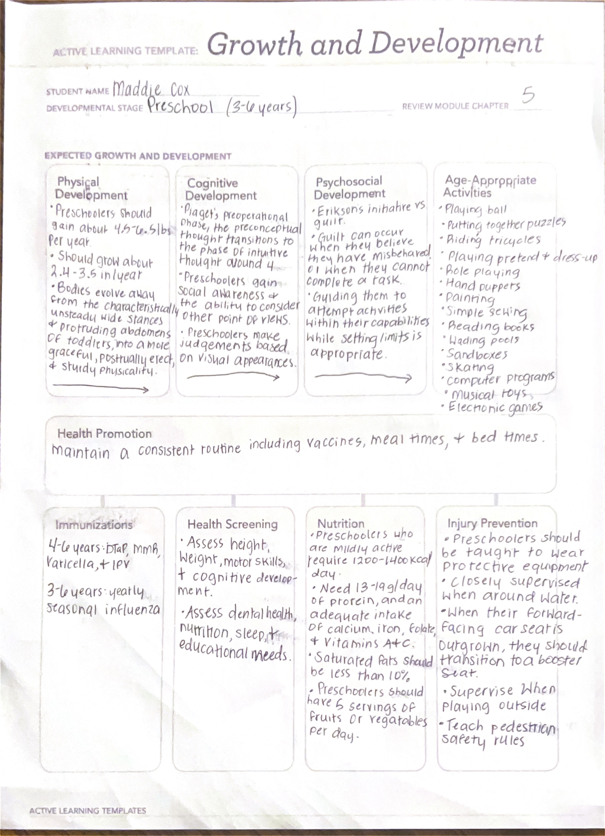 Growth & Development Preschooler - NSG 4432 - Studocu