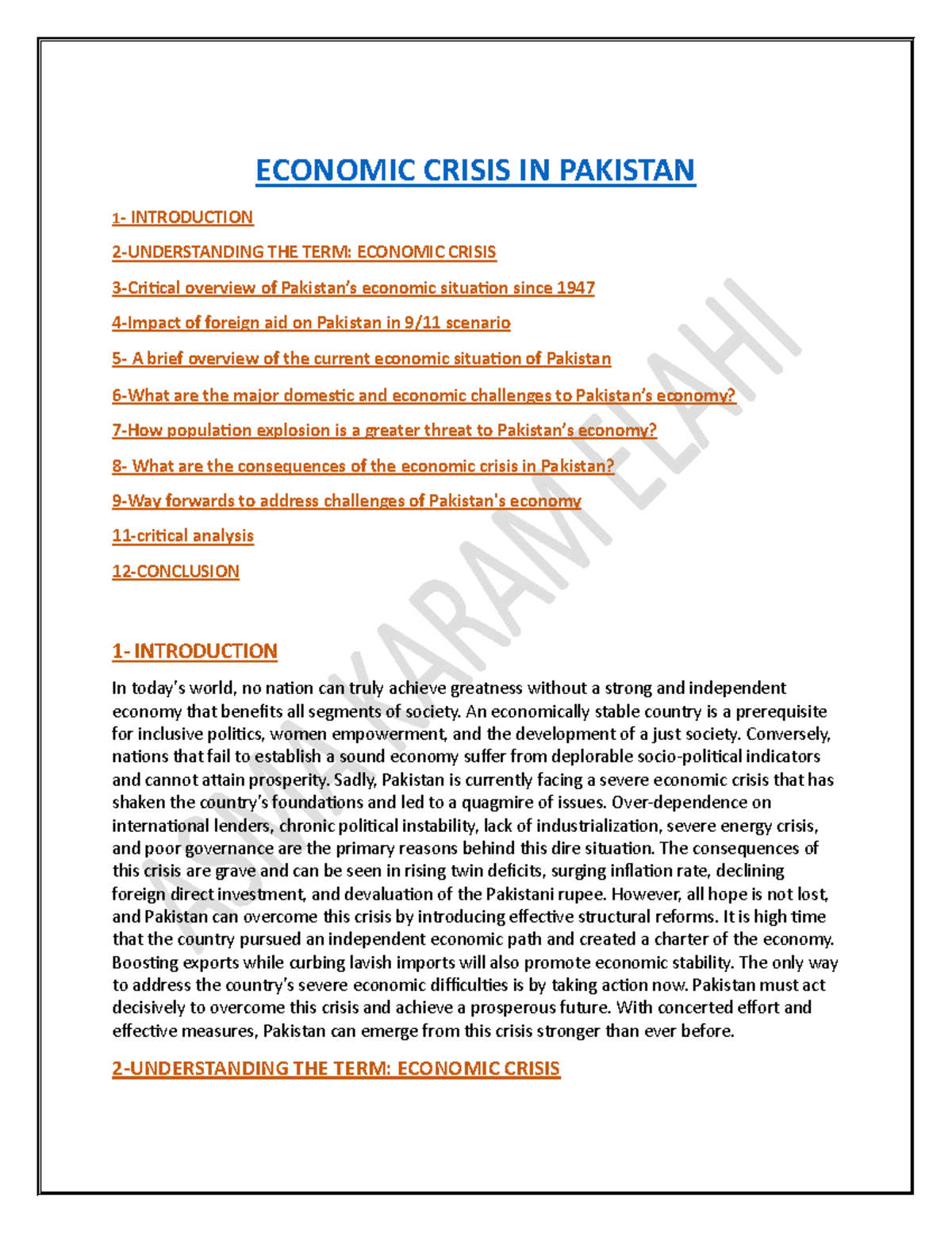Economic Crisis In Pakistan An In Depth Analysis For Css Pms Studocu