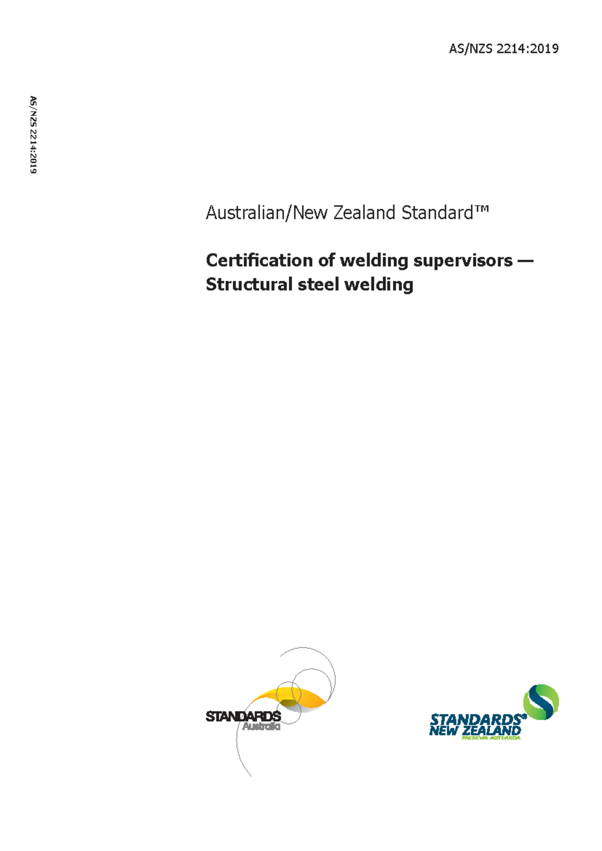 AS/NZS 2214:2019 Certification of Welding Supervisors for Structural ...