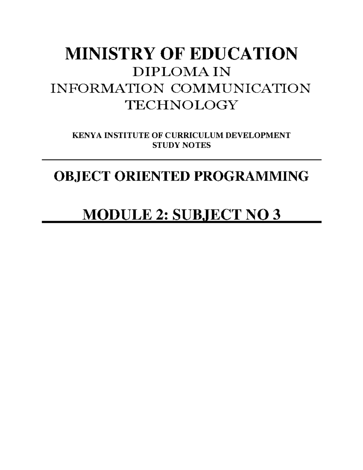 OOP KNEC Study Notes: Comprehensive Guide to Module 2 Concepts - Studocu