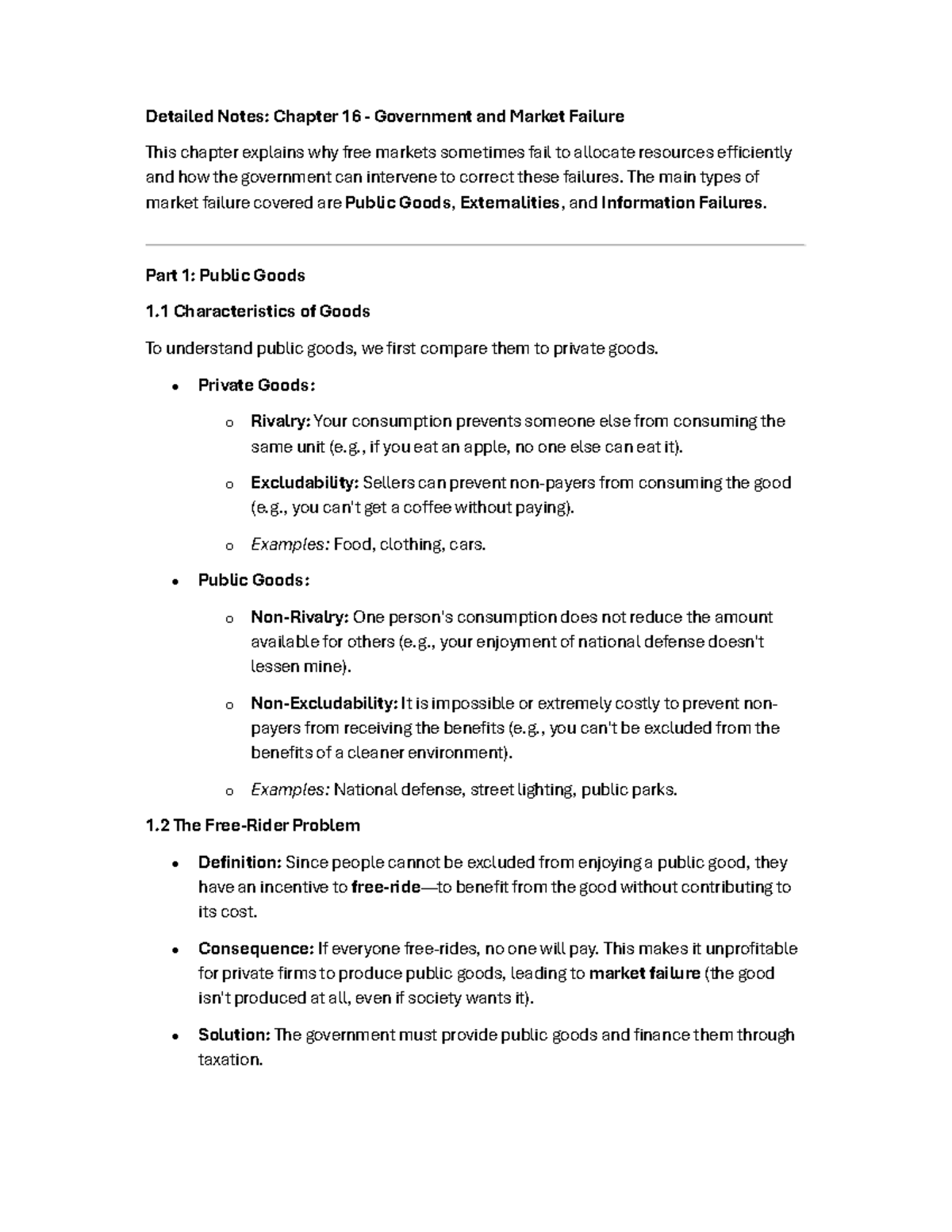 Chapter 16 Notes: Government and Market Failure Analysis - Studocu