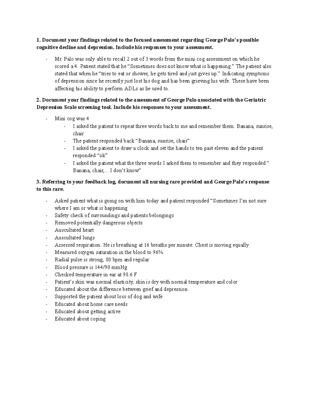 George palo documentation & reflection - Document your findings related ...