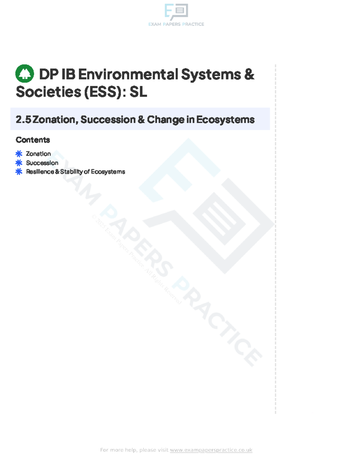 IB ESS SL 2.5: Zonation, Succession, and Ecosystem Resilience Notes ...