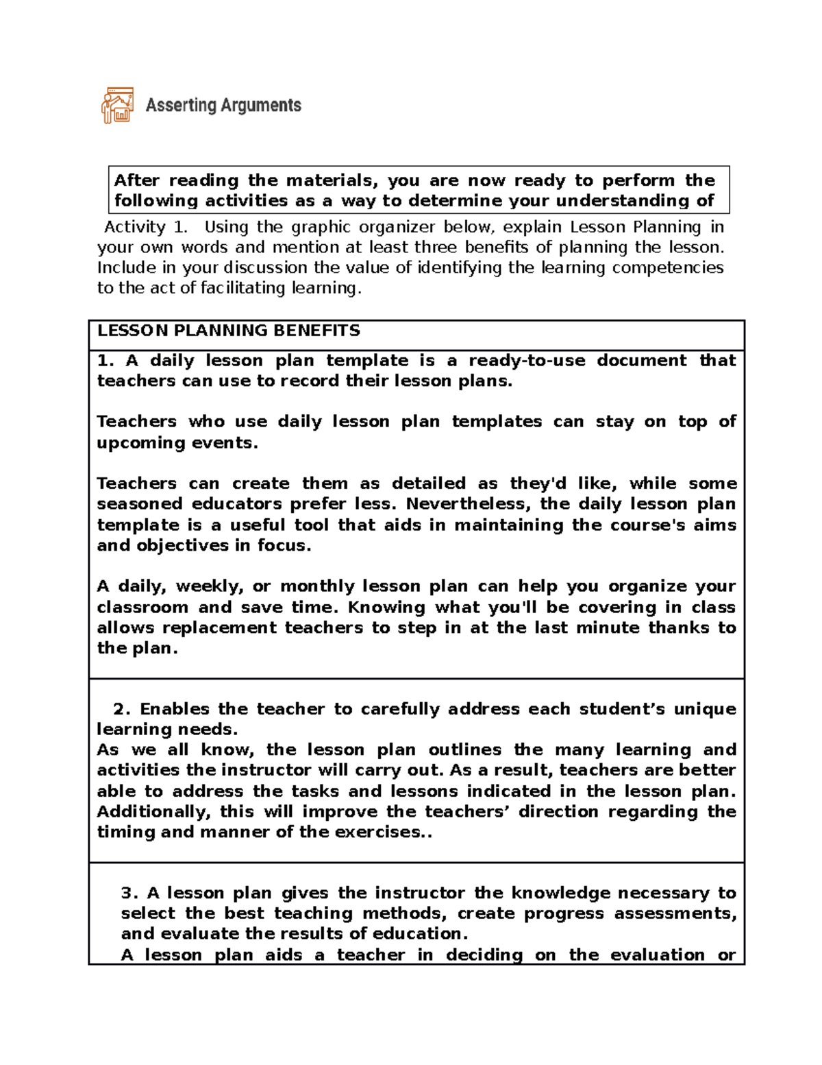 UNIT-5- Lesson Planning Activities and Benefits Explained - Studocu