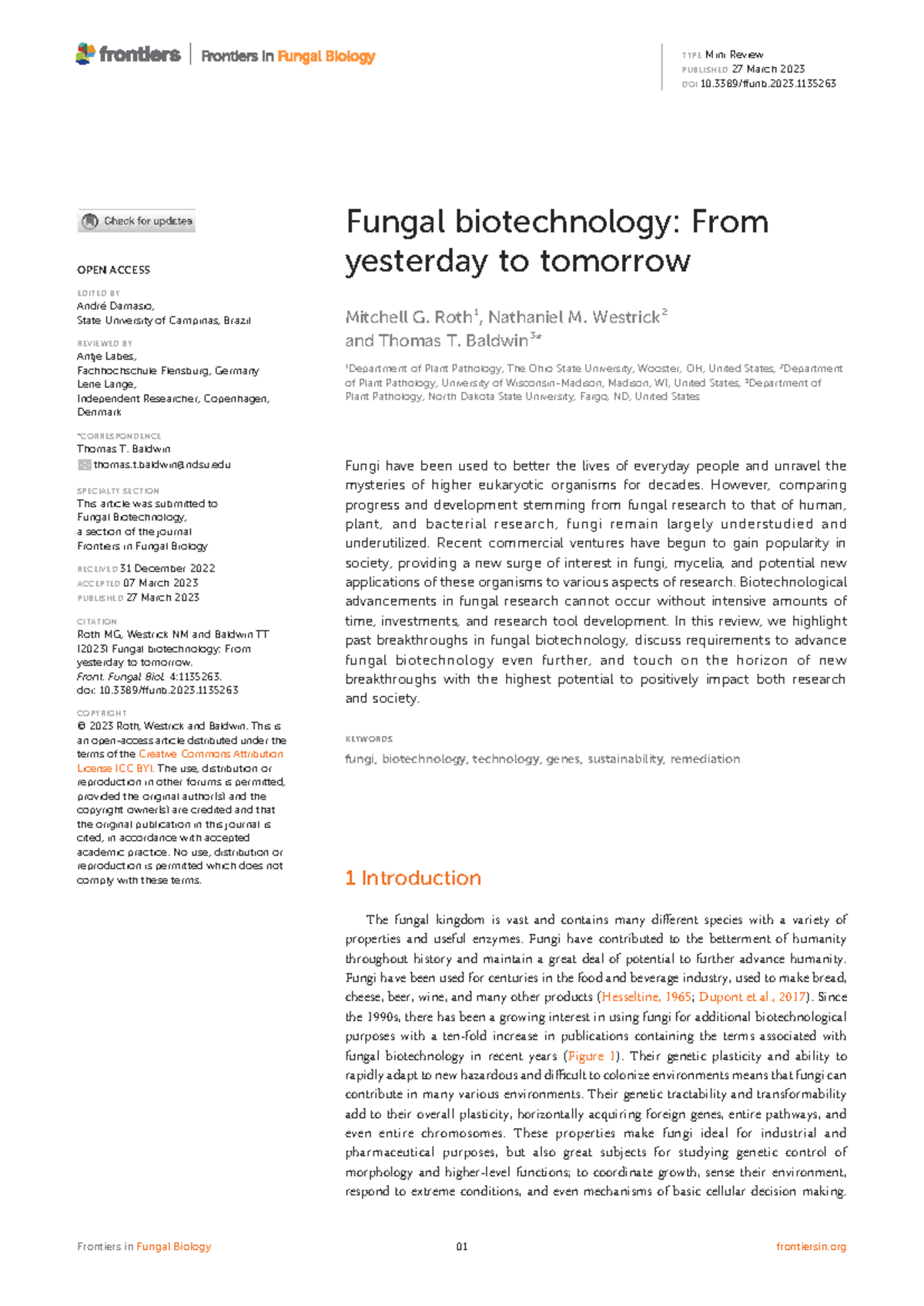 Fungal Biotechnology: Past Breakthroughs and Future Prospects (Ffunb-04 ...