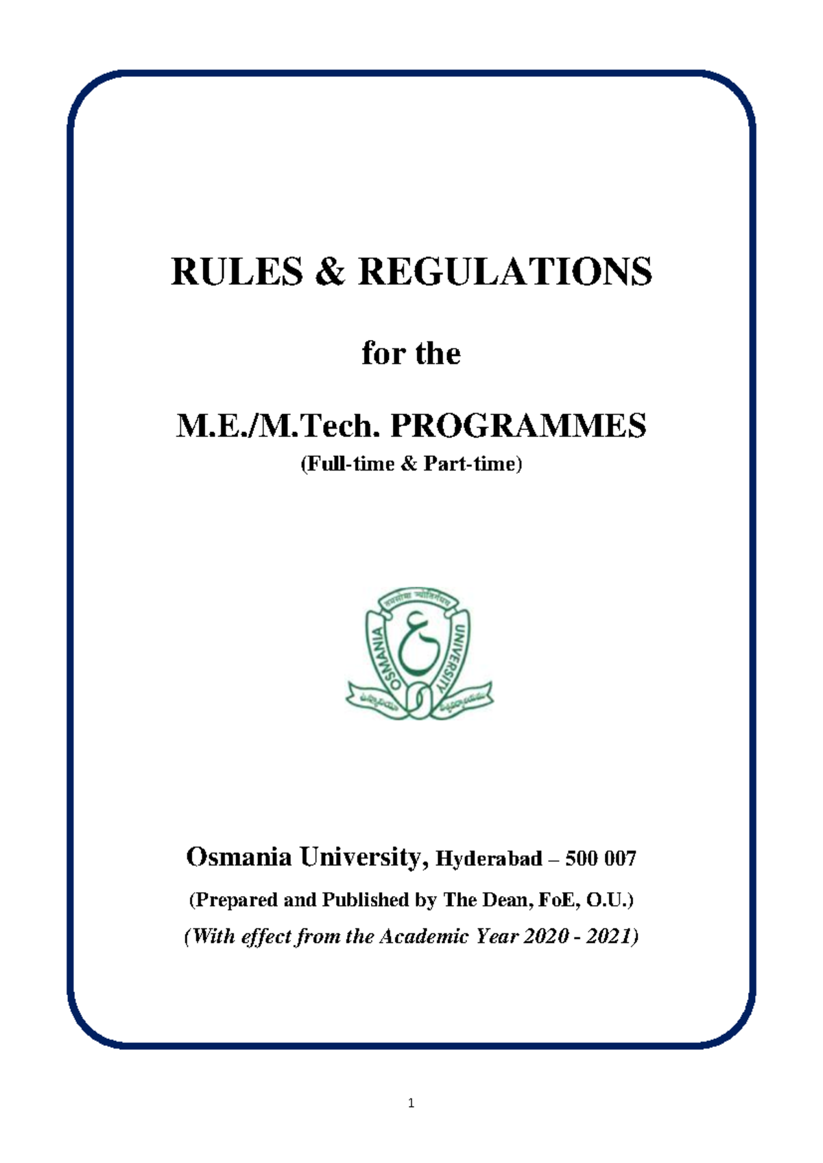 MEMTech Rules Regulations 2020 2021 - RULES & REGULATIONS for the M.E ...