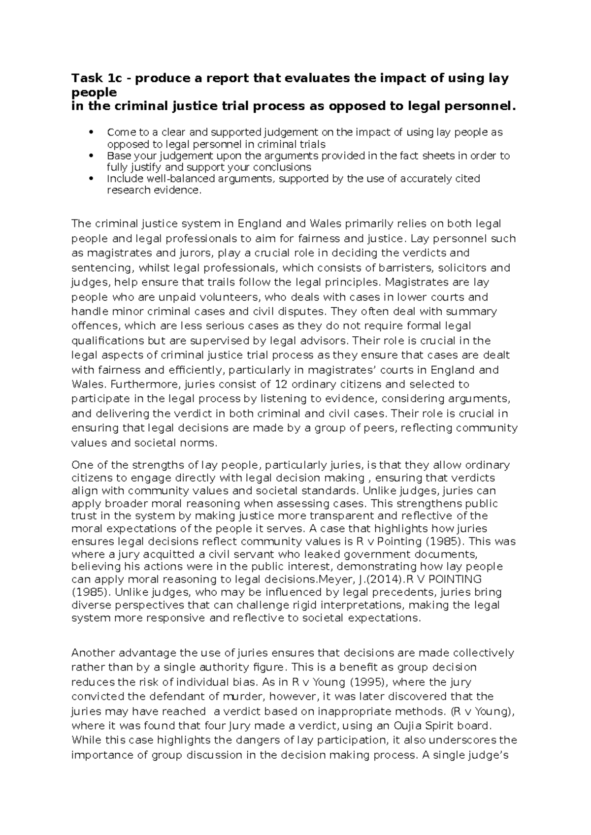 Evaluating the Role of Lay People vs. Legal Personnel in Trials - Studocu