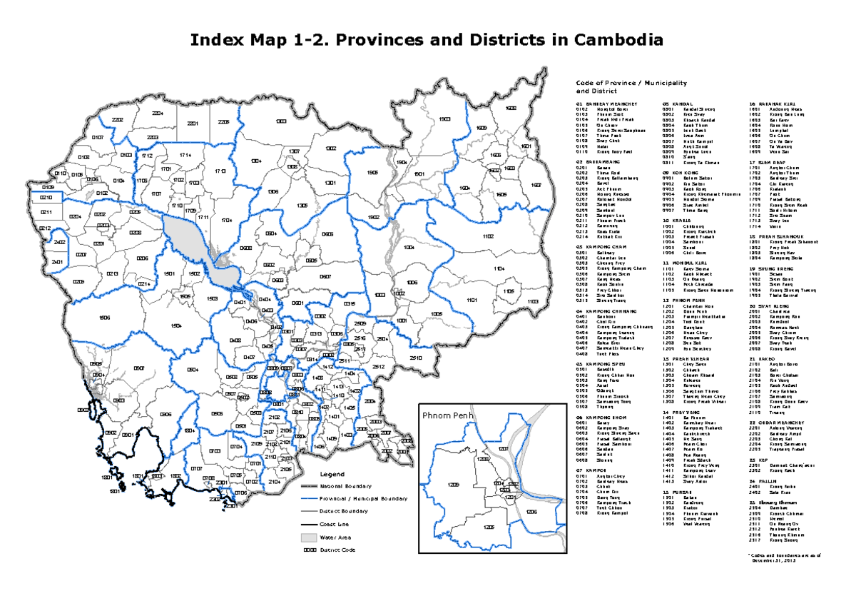 Index Map 1-2: Provinces and Districts of Cambodia (District Codes) - Studocu