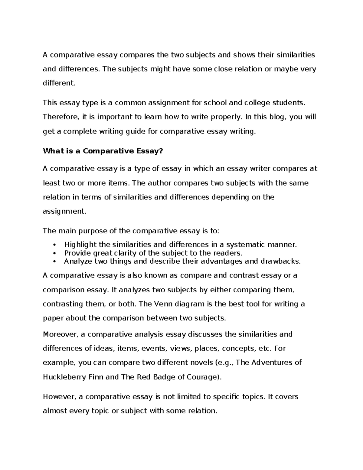 Comparative Essay Writing Guide - Hand-outs - Studocu