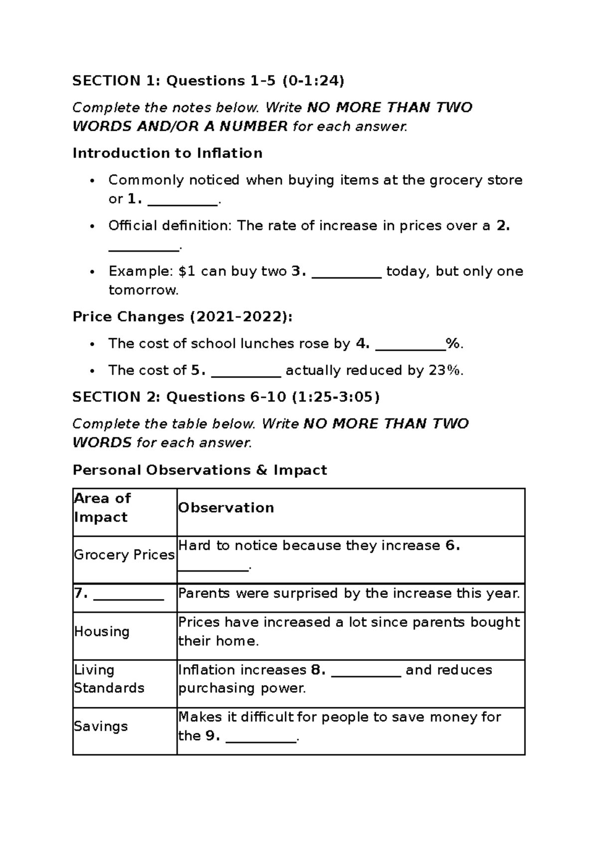 Inflation Notes & Questions: Intro to Inflation (Gr 1) - Studocu