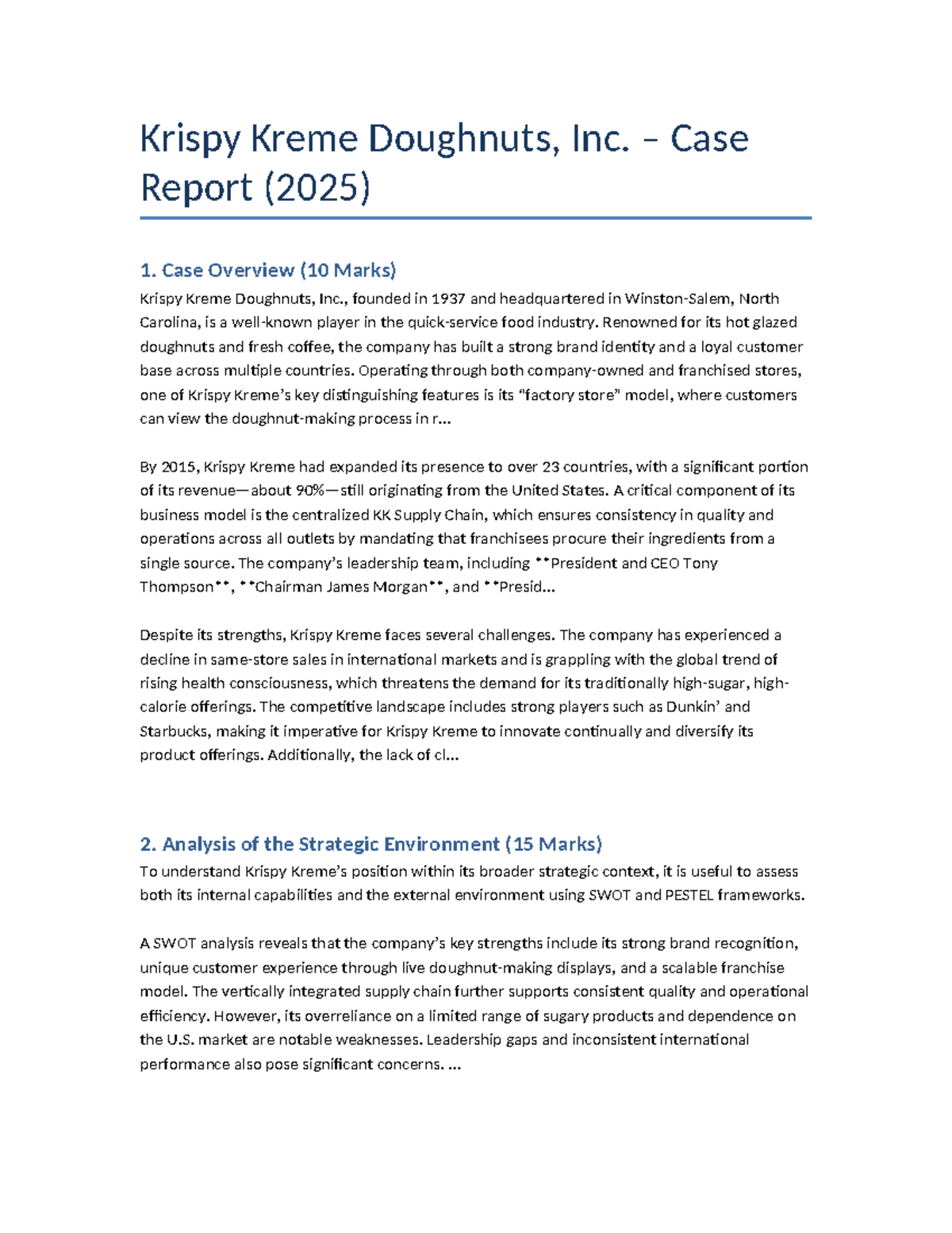 Krispy Kreme Case Study Report (2025): Strategic Analysis & Challenges ...