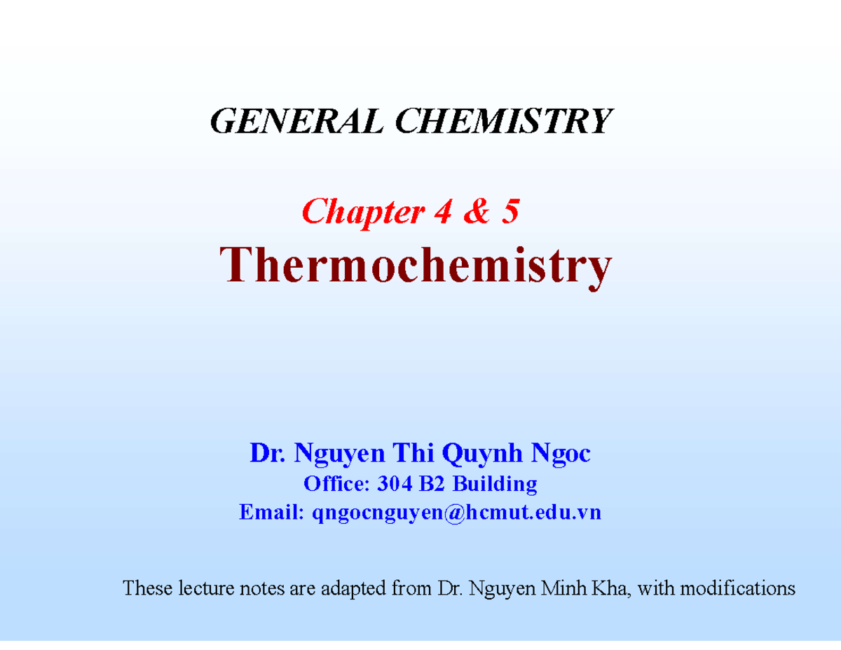 GENERAL CHEMISTRY CH 4-5: Thermochemistry Lecture Notes - Studocu