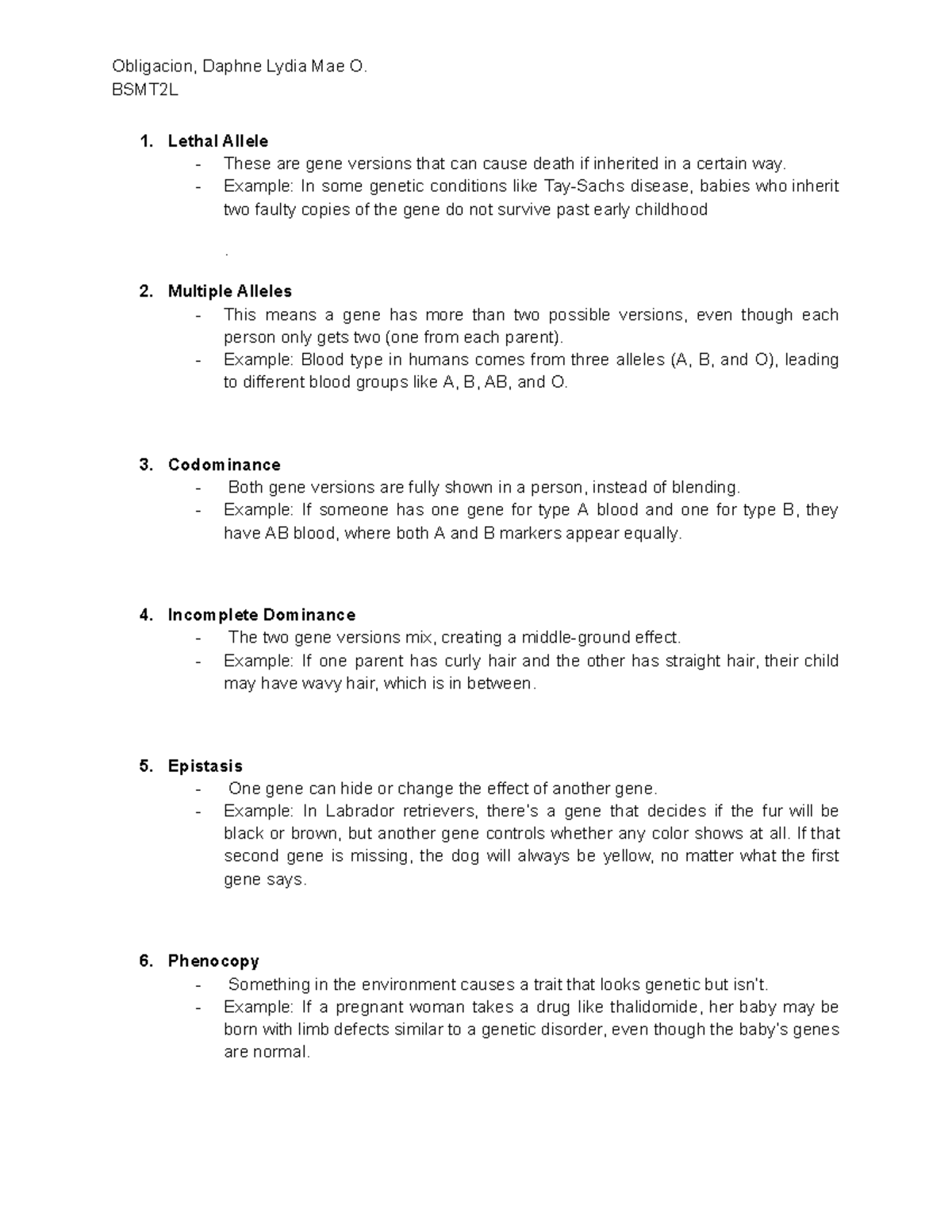 Genetics BSMT2L: Lethal Alleles, Multiple Alleles, and More - Studocu