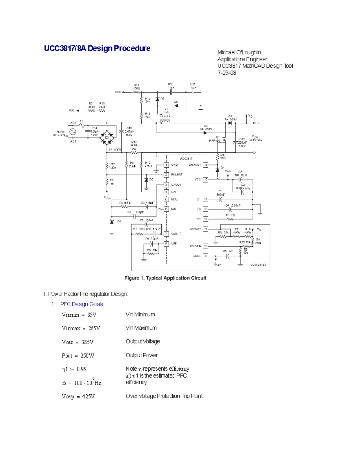 UCC3817 Design Procedure: Power Factor Pre-Regulator Design - Studocu