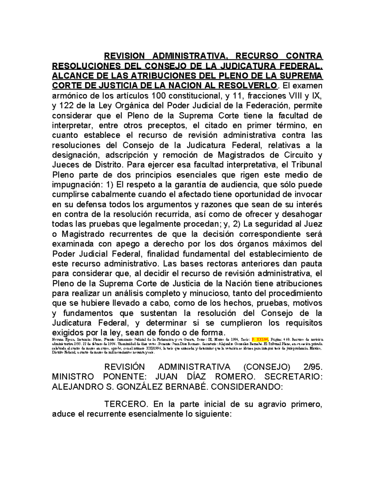 Revisión Administrativa del Recurso 2/95: Análisis de Jurisprudencia ...
