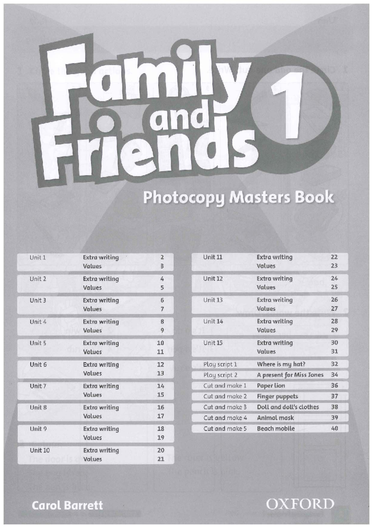 Family and Friends 1 Photocopy Masters Book full - Write. 1 2 3 4 5 D bag 2 Write the words ...