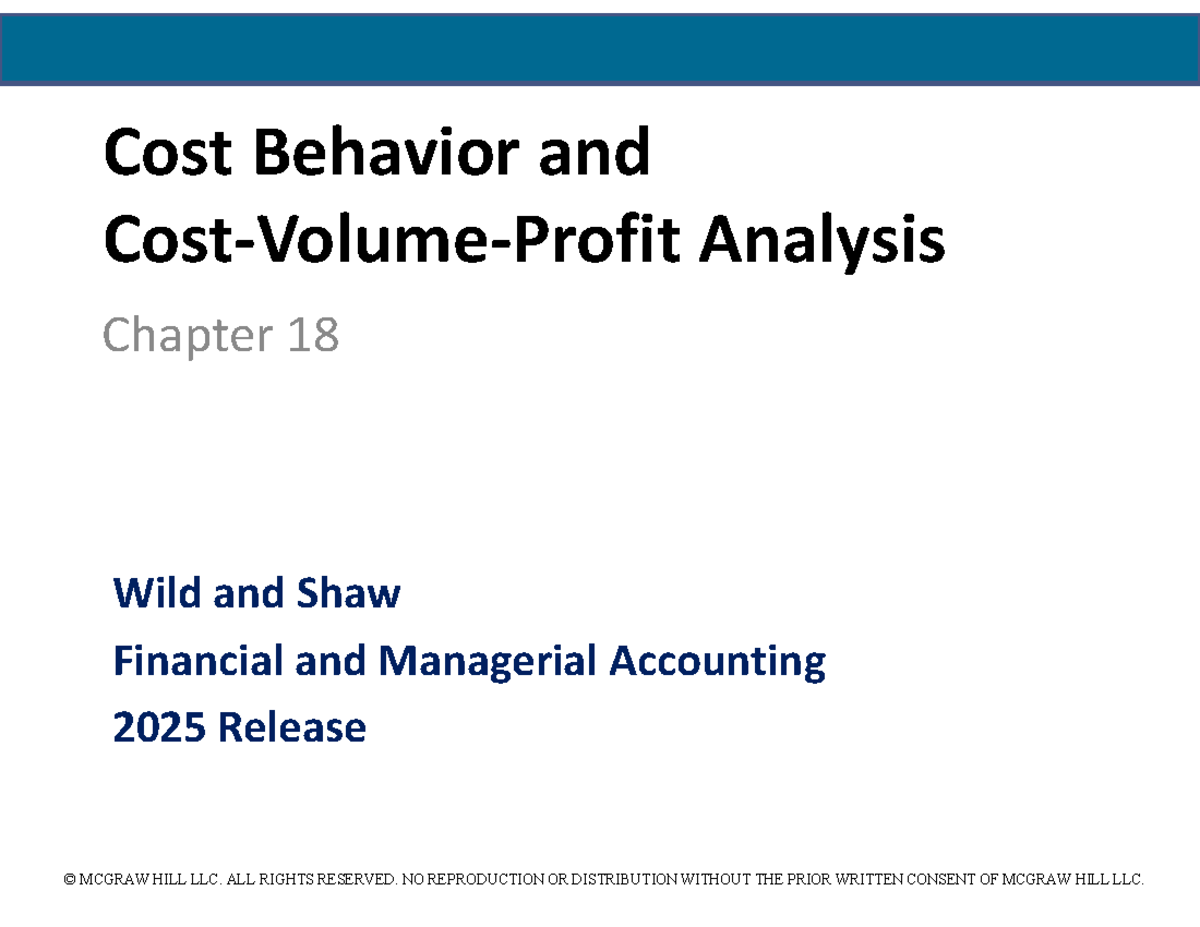 Cost Behavior and Analysis: Chapter 18 - Financial & Managerial ...