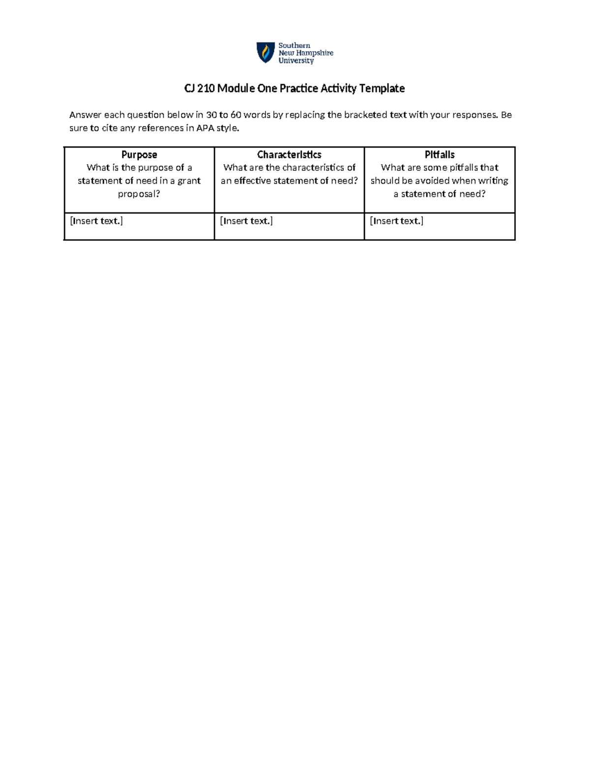 CJ 210 Module One Practice Activity Template - CJ 210 Module One ...