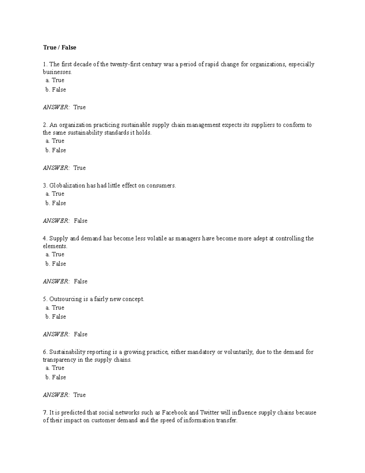 MGMT 305 Midterm Study Guide: True/False and Multiple Choice Questions ...