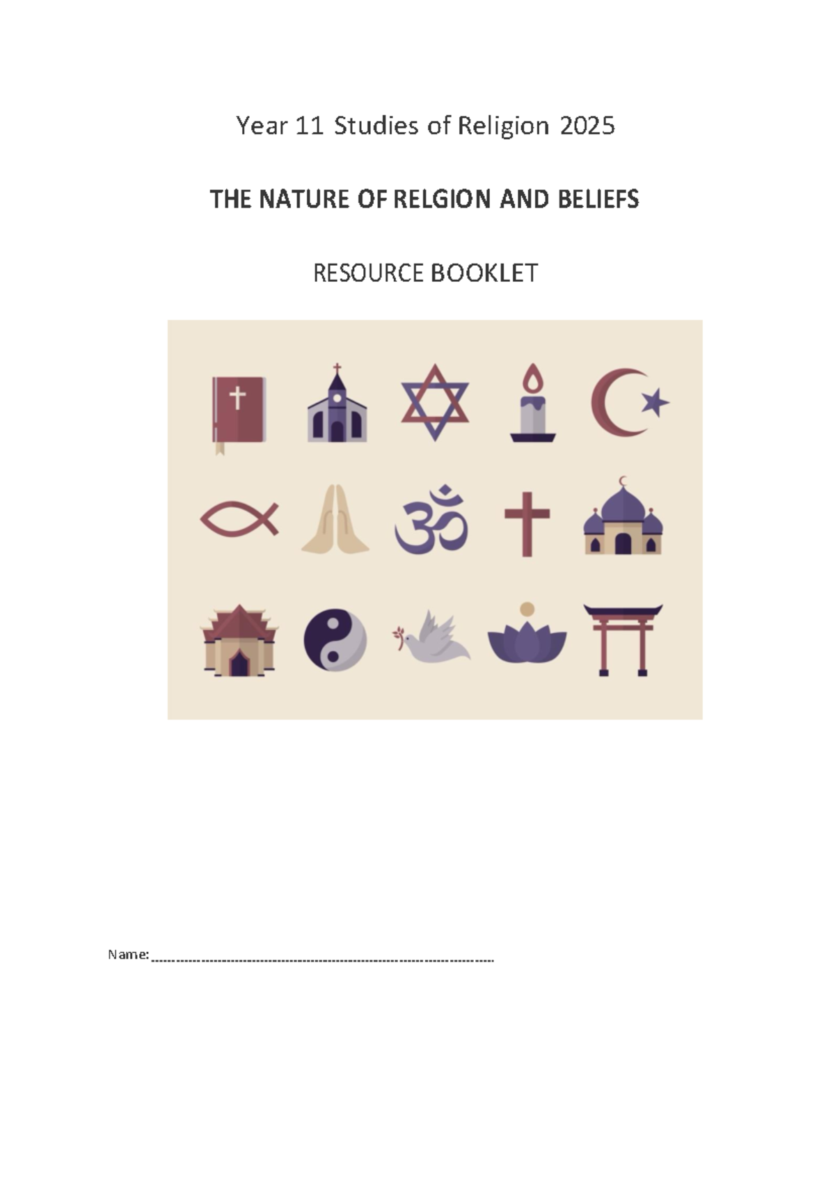 Year 11 Studies of Religion 2025: Nature of Religion & Beliefs Resource ...