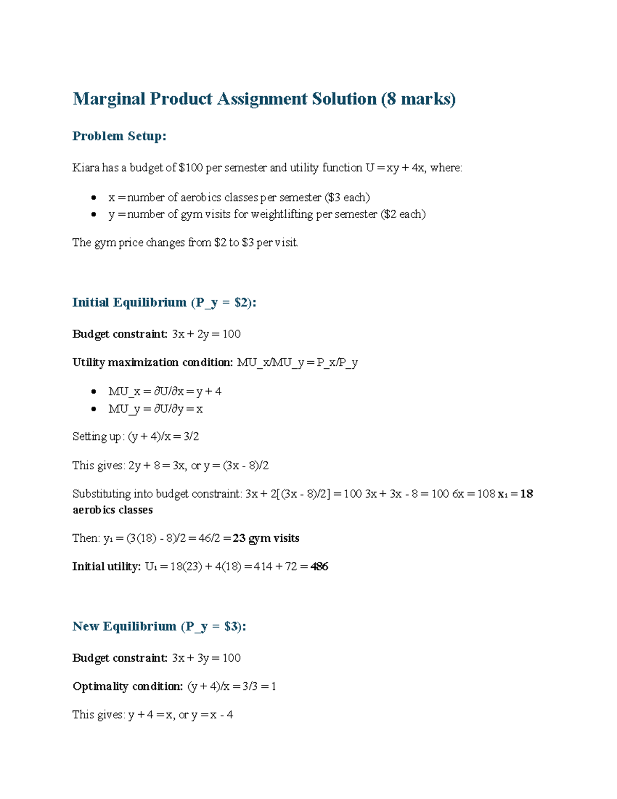 Marginal Product Assignment Solution (8 marks) - Practice Materials ...