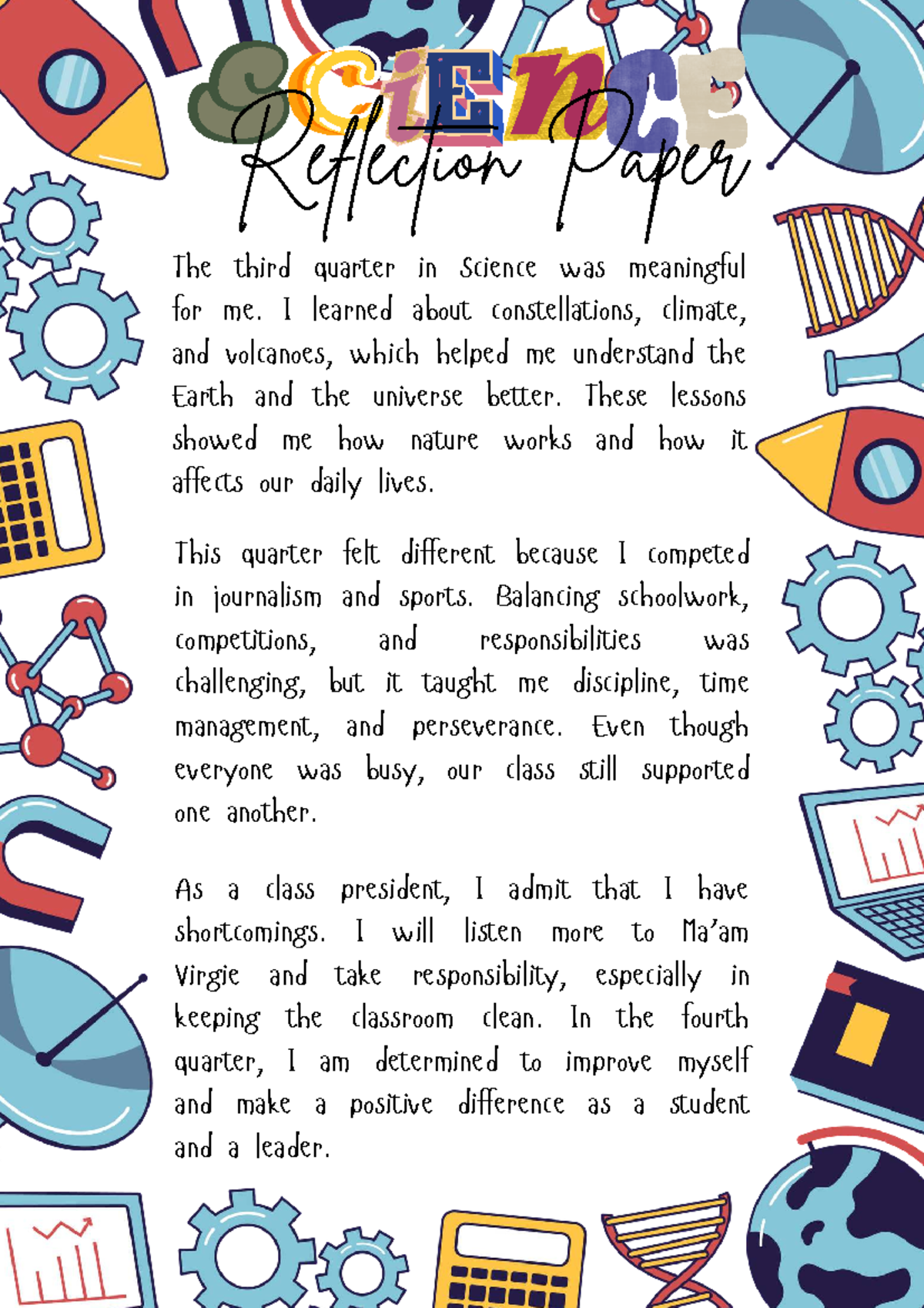 Reflection Paper: Insights from Q3 Science & Personal Growth - Studocu