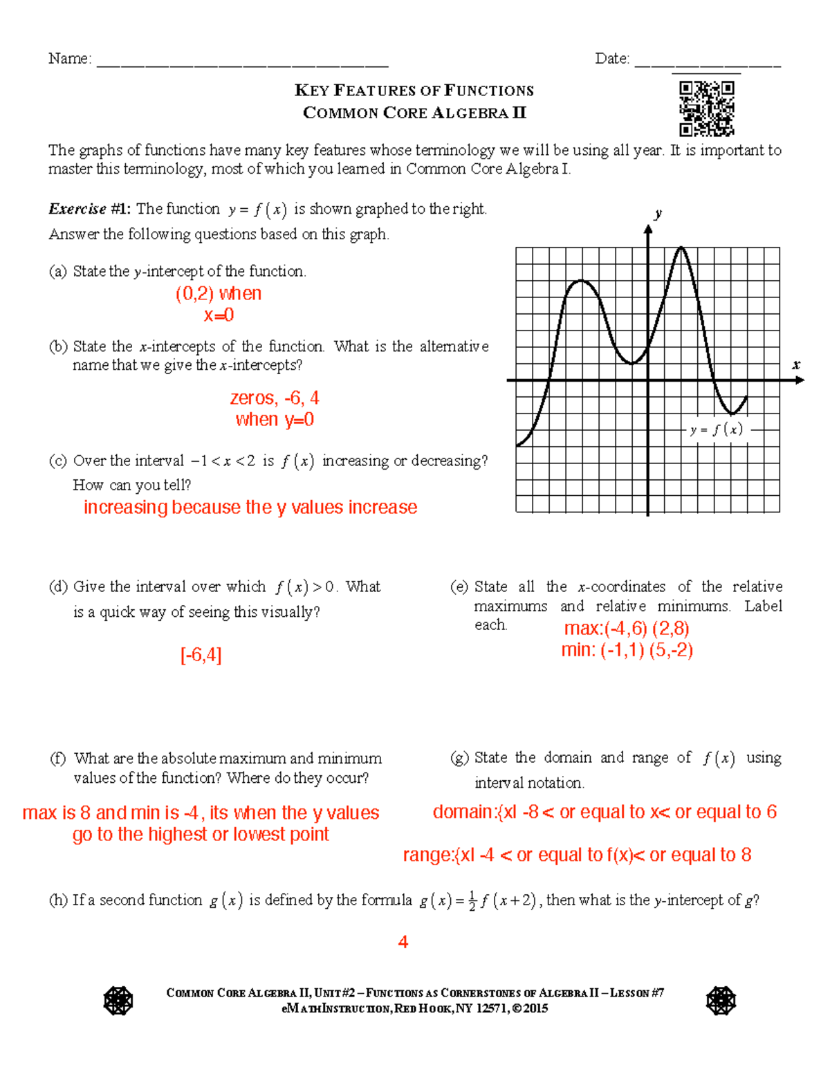 CCAlg II-U2L7: Key Features of Functions and Their Analysis - Studocu