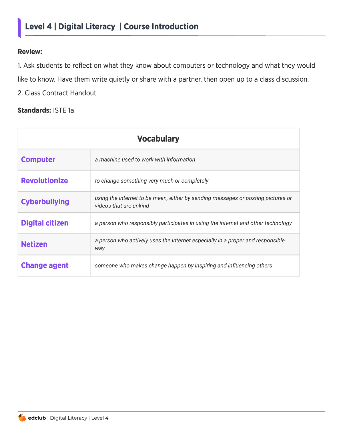 Digital Literacy Level 4: Week-by-Week Overview and Activities - Studocu