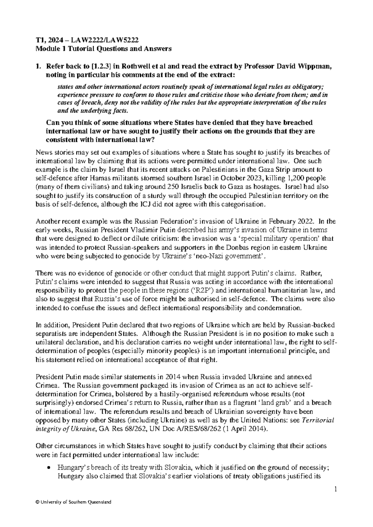 2024 LAW2222-5222 Module-1-Tutorial-Answer-Guide - 1 T 1 , 202 4 ...