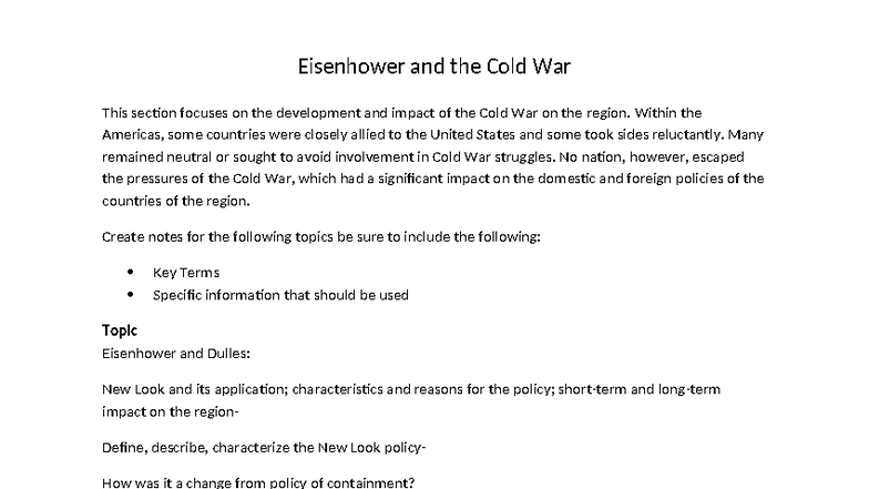 Eisenhower's Cold War Policies: Impact on the Americas - Studocu