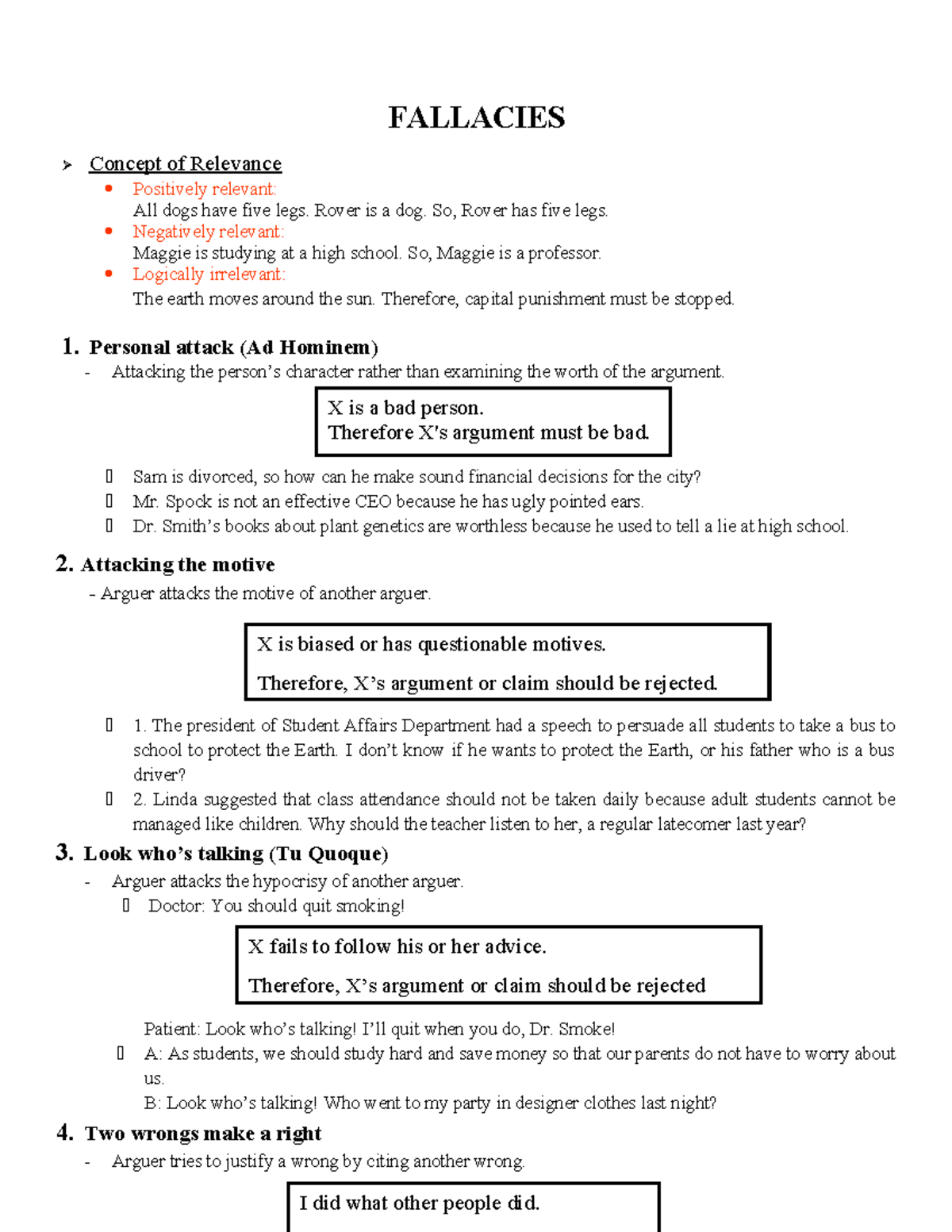 Critical-Thinking Summary: Understanding Fallacies and Relevance - Studocu